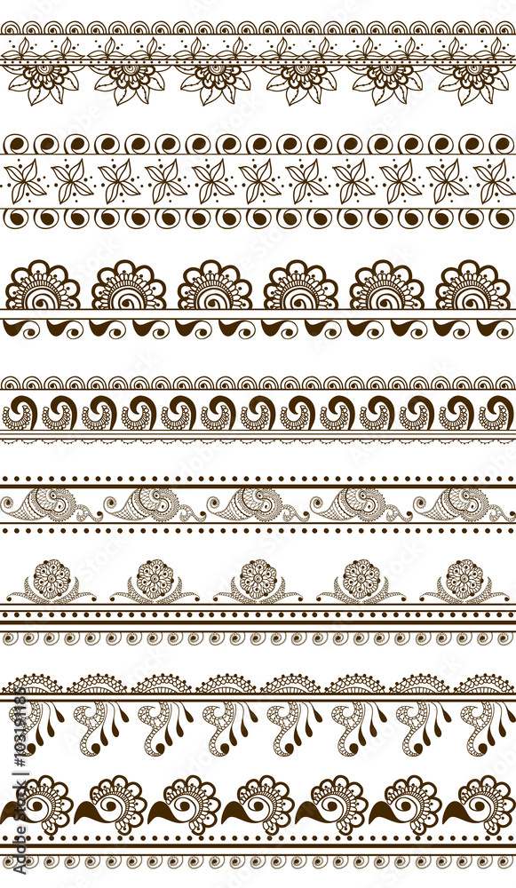 Vector set of hand drawn borders in ethnic indian style. Great ...