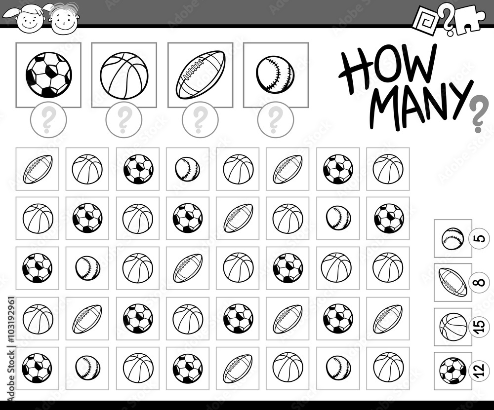 counting task cartoon illustration Stock Vector | Adobe Stock