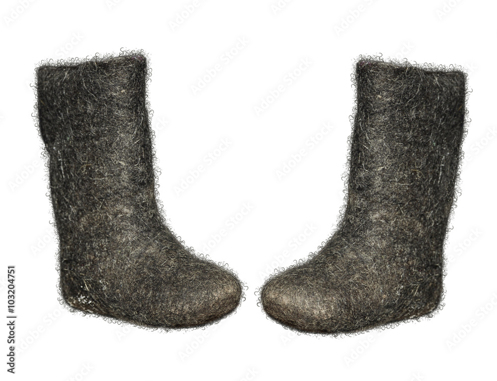 valenki - russian felt boots. Isolated on a white background Stock ...