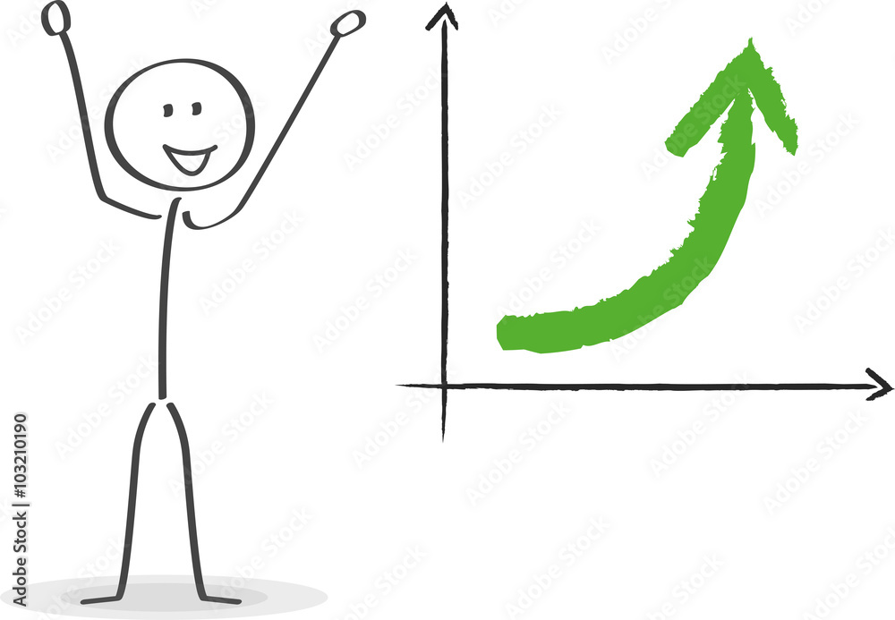 Vetor de Strichmännchen freut sich über Wachstum do Stock | Adobe Stock