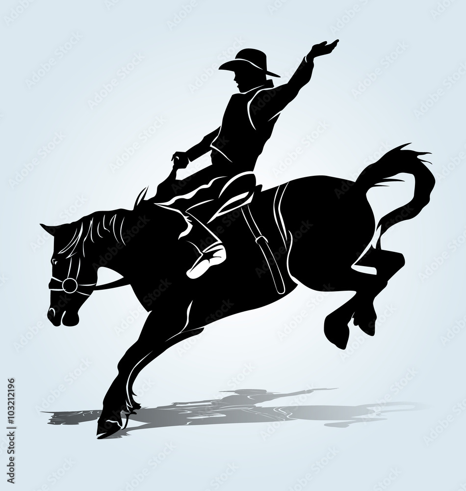 Vector silhouette of a rodeo rider Stock Vector | Adobe Stock