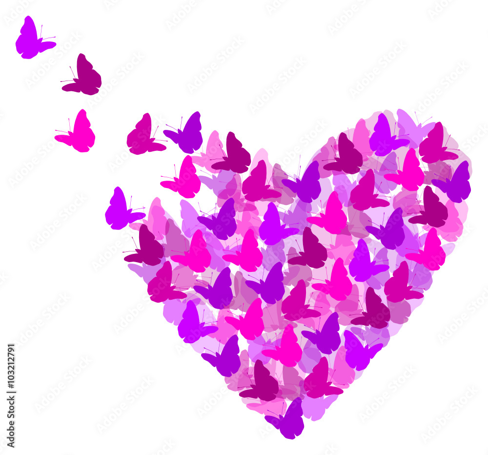 Heart Made out of Butterflies Stock Vector | Adobe Stock
