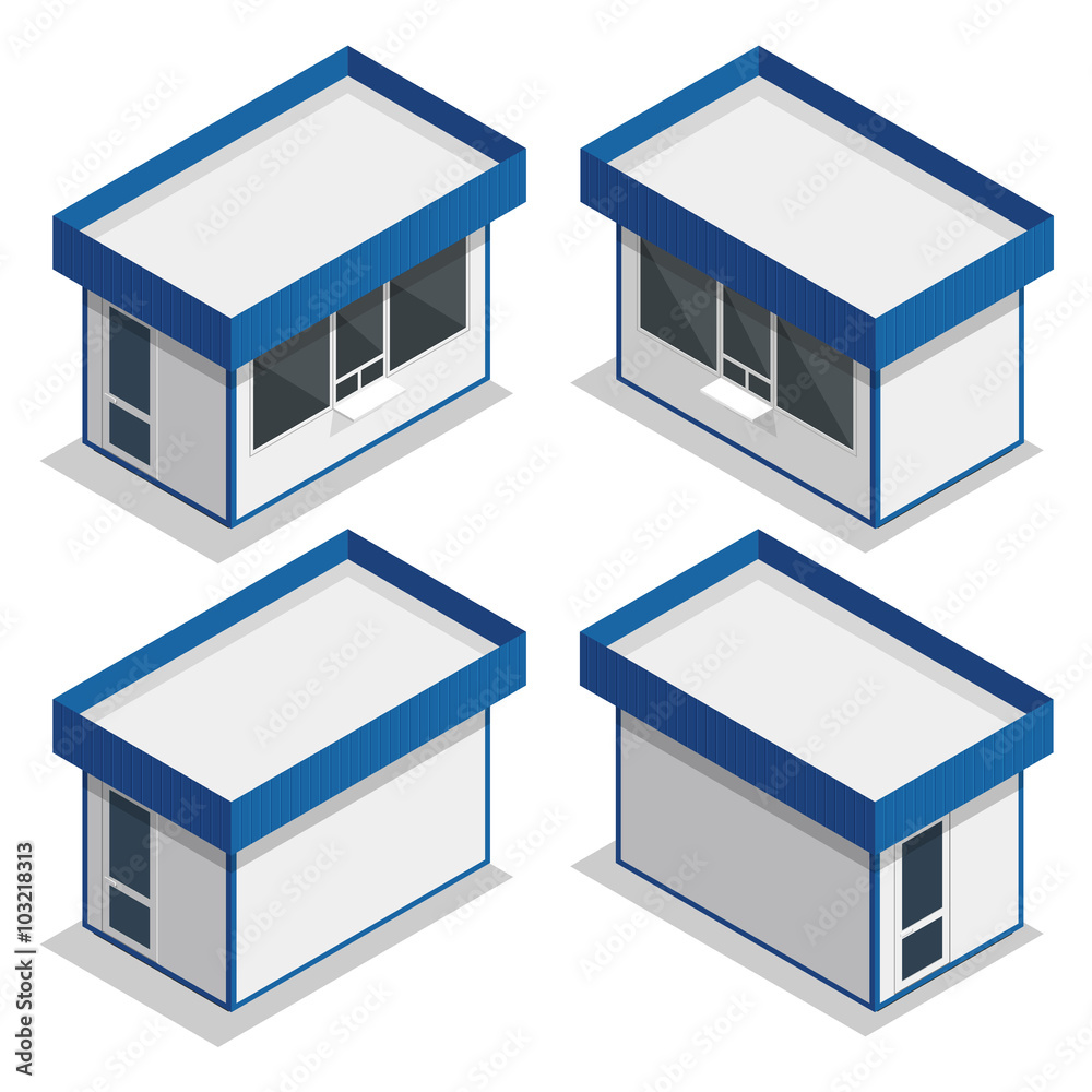 Mini market exterior. Vector flat 3d isometric illustration. Stock ...