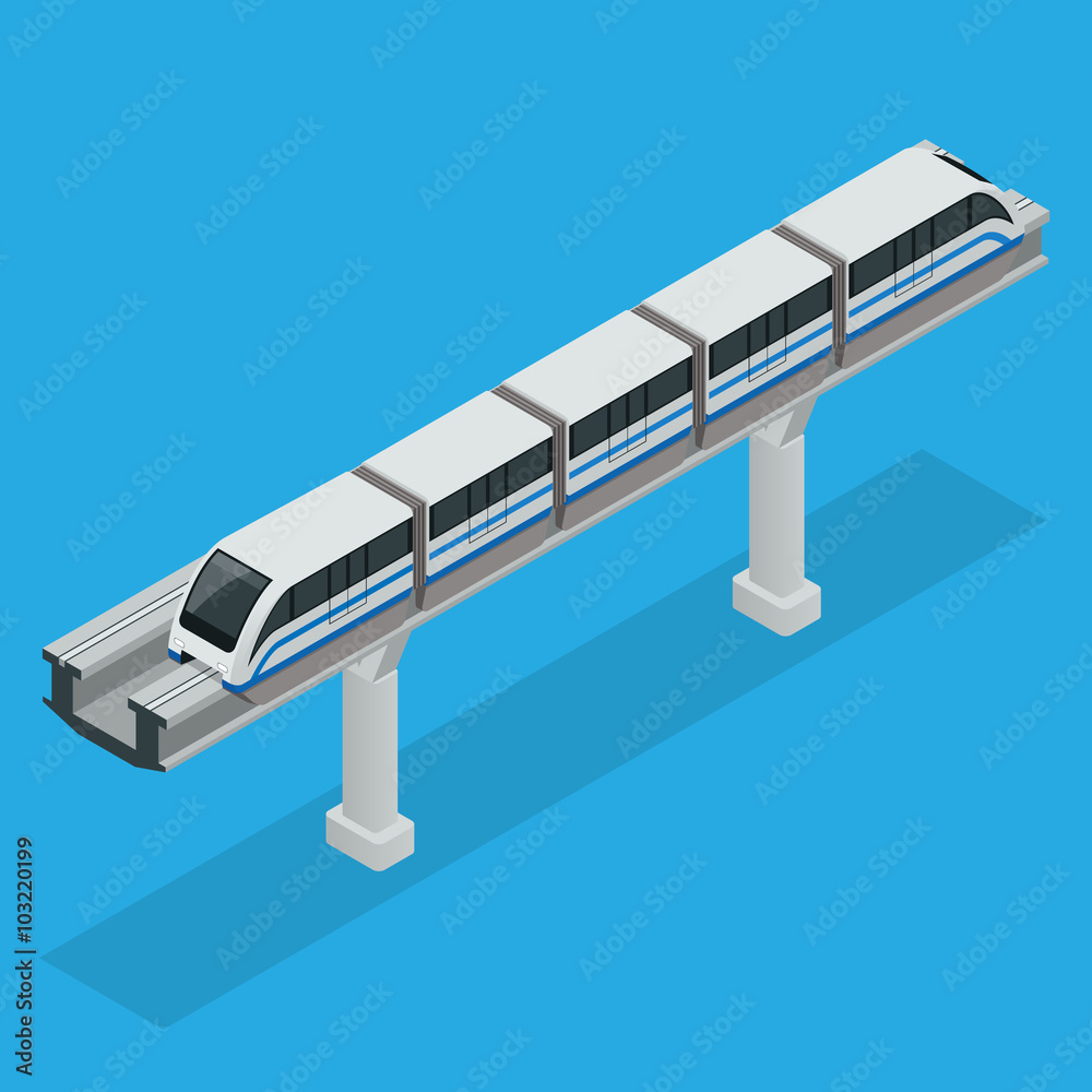 Monorail train. Sky Train. Vector isometric illustration of a Sky Train ...