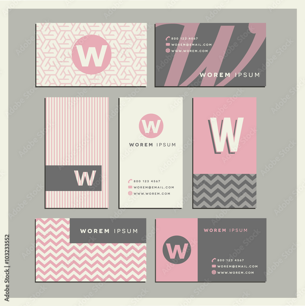 Set of coordinating business card designs with the letter w Stock ...