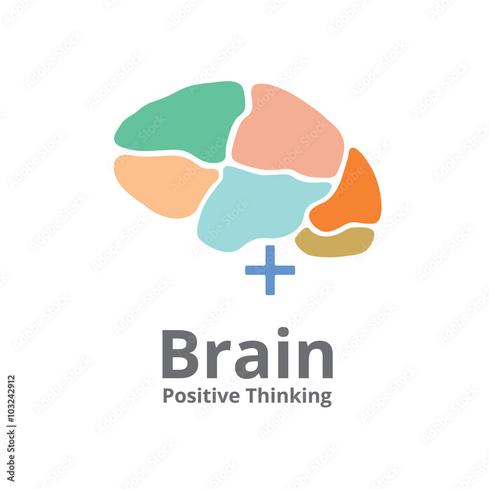 brain logo flat style with positive thinking concept Stock Vector ...