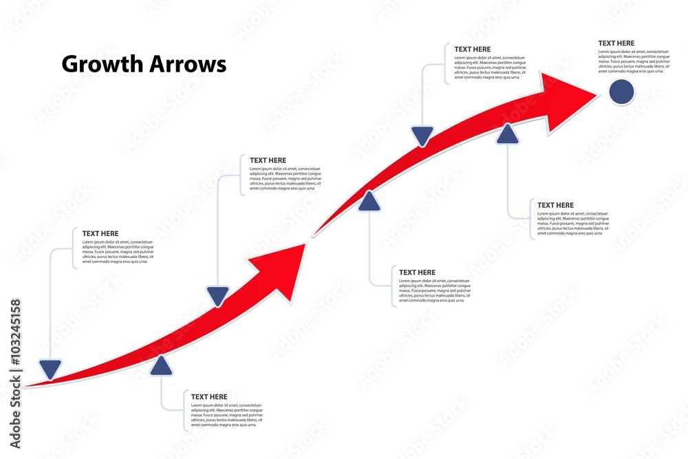 Big growth Arrows / Timeline with text options / A way to success ...