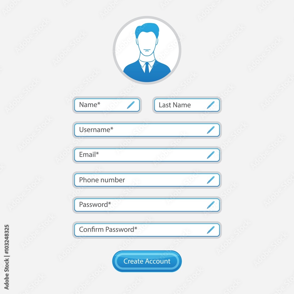 Member Registration Form UI Elements - Vector Illustration Stock Vector ...