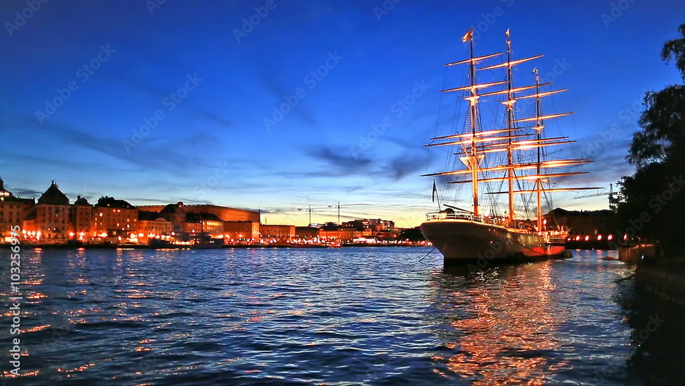 Evening scenery of Stockholm, Sweden Stock Video | Adobe Stock