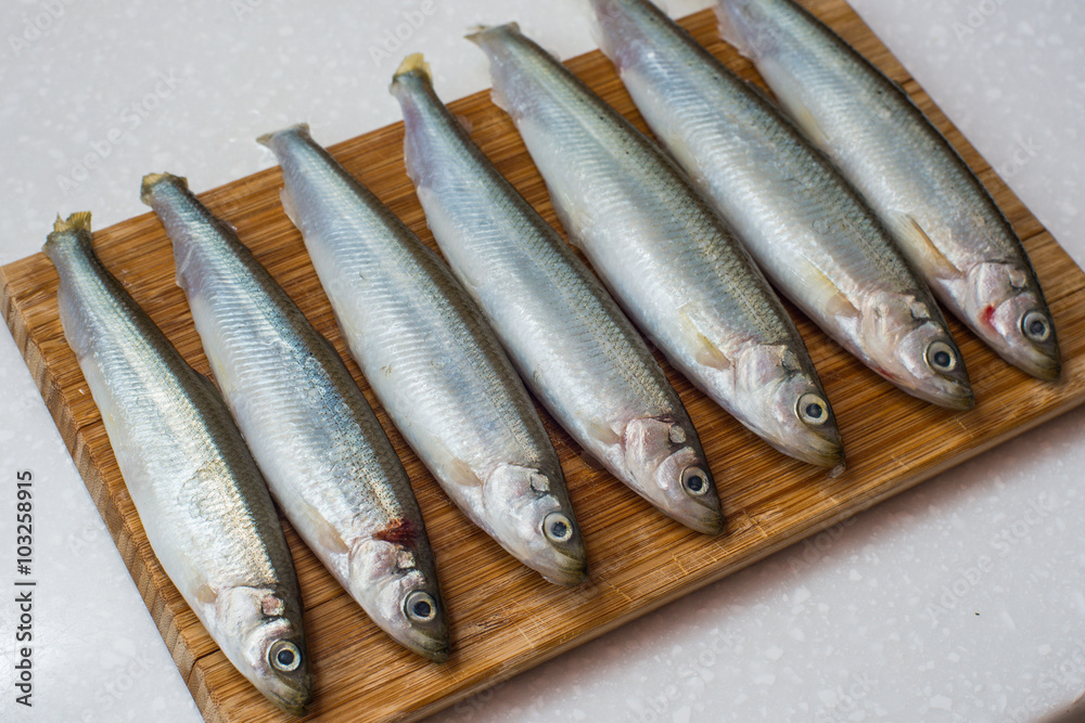 smelt fishes on white background Stock Photo | Adobe Stock