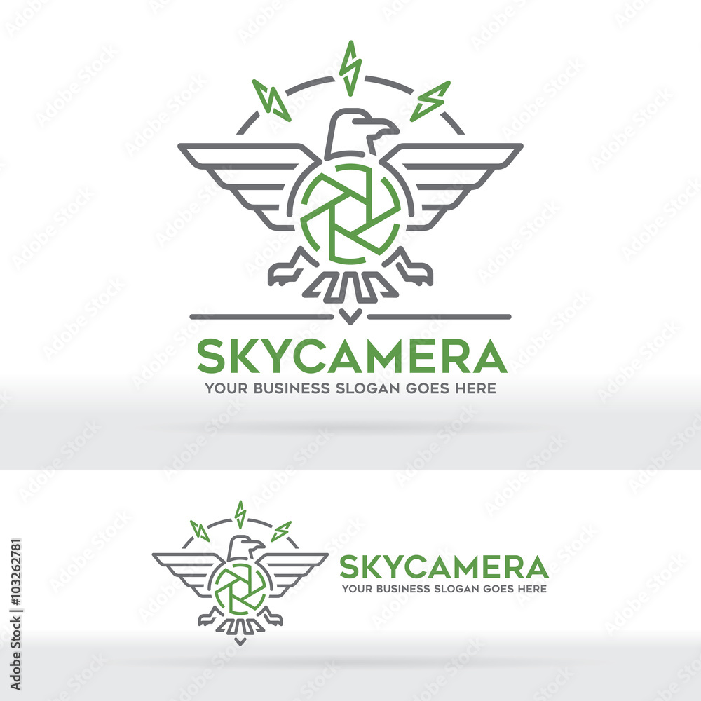 Eagle and Camera brand logo. Nature photography. Freedom photographer ...