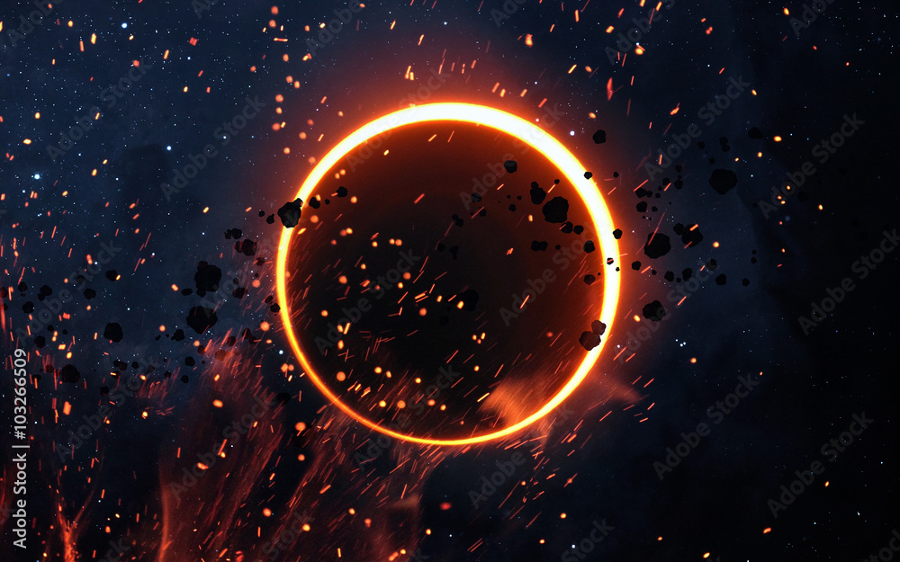 Solar Eclipse Above a Nebula. Elements of this image furnished by NASA ...