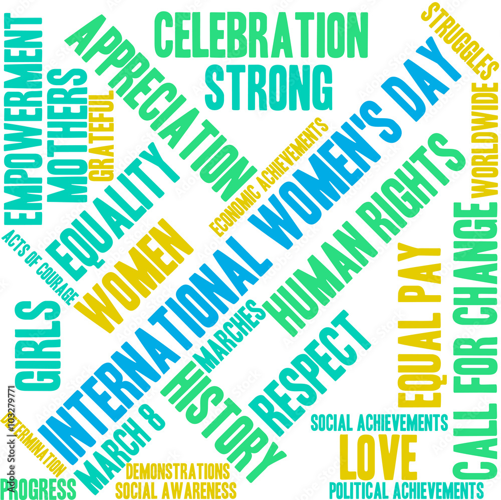 International Women's Day word cloud on a white background. Stock ...