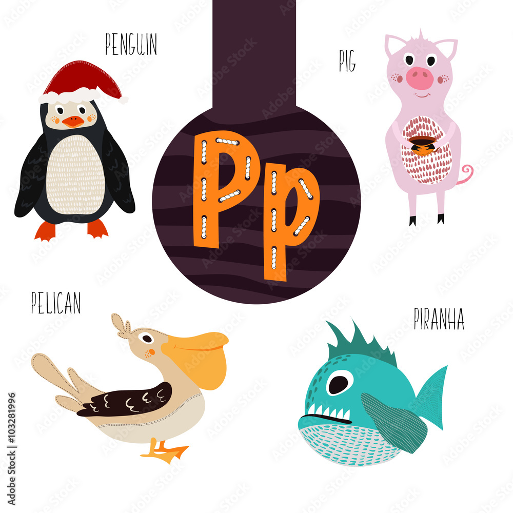 Fun animal letters of the alphabet for the development and learning of ...