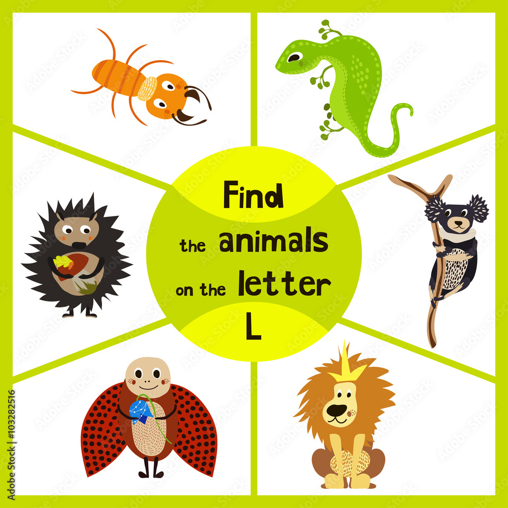 Funny learning maze game, find all 3 cute wild animals with the letter ...