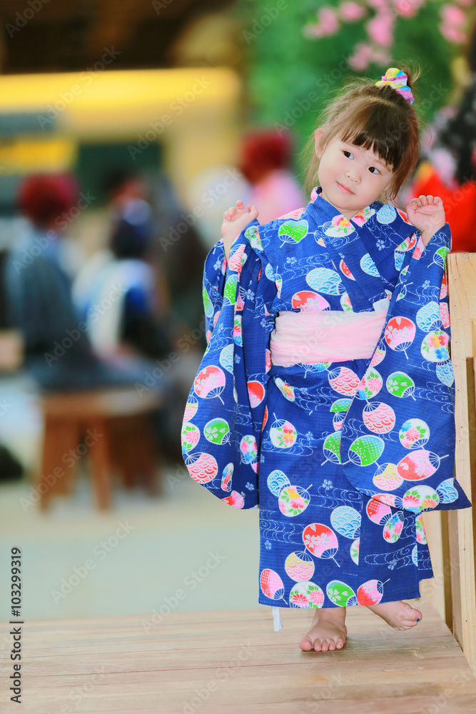 Little girl in yukata traditional dress Stock Photo | Adobe Stock