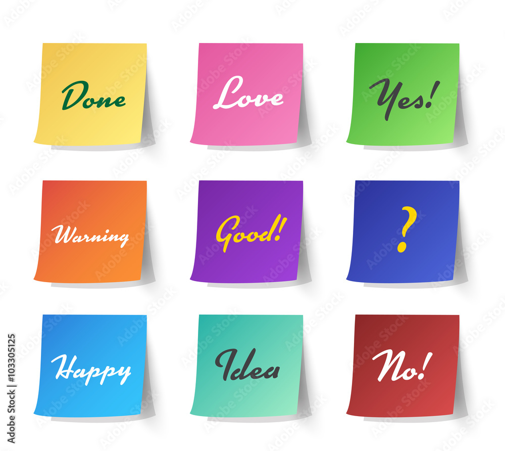 Colorful sticky note, Post-it. vector illustration. Stock Vector ...