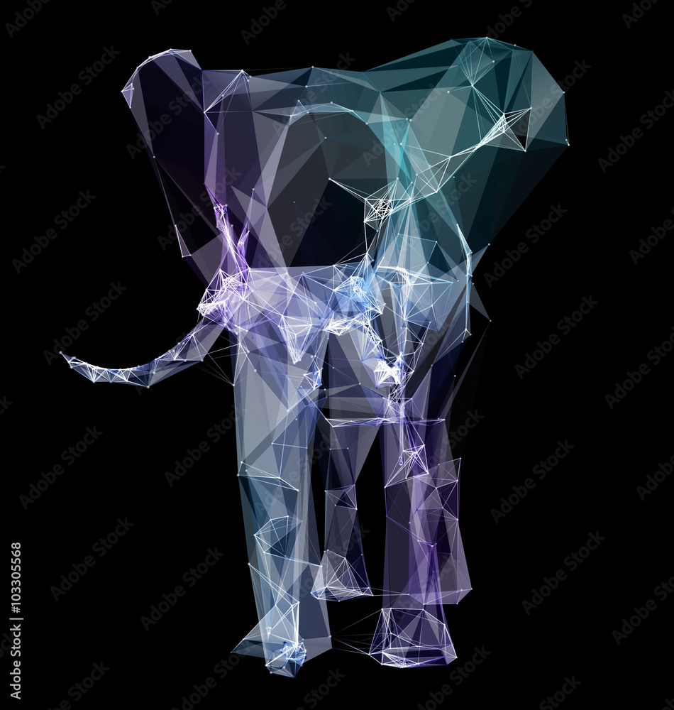 Elephant in the polygon design. Digital illustration. Concept Stock ...