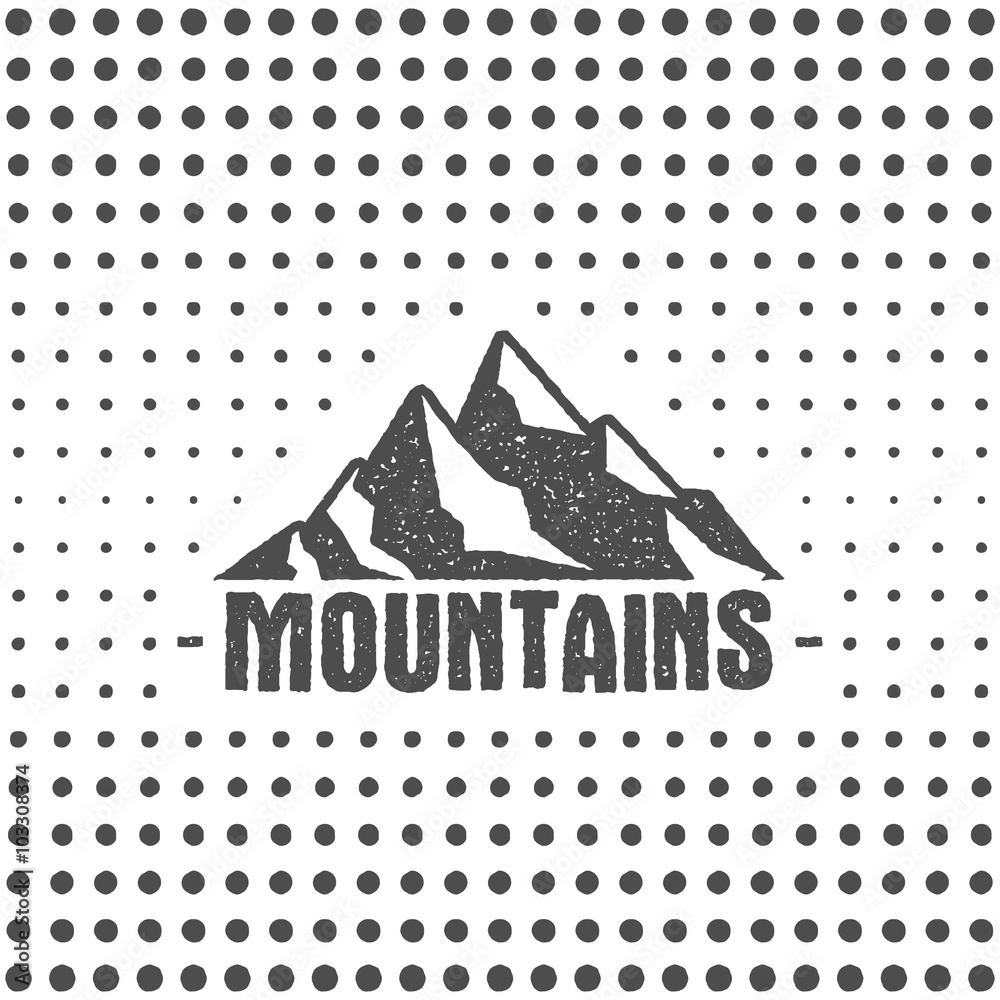 Hand drawn wilderness old style typography poster with retro mountains ...