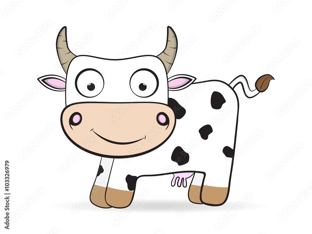 cartoon flat cow vector farm animal illustration Stock Vector | Adobe Stock