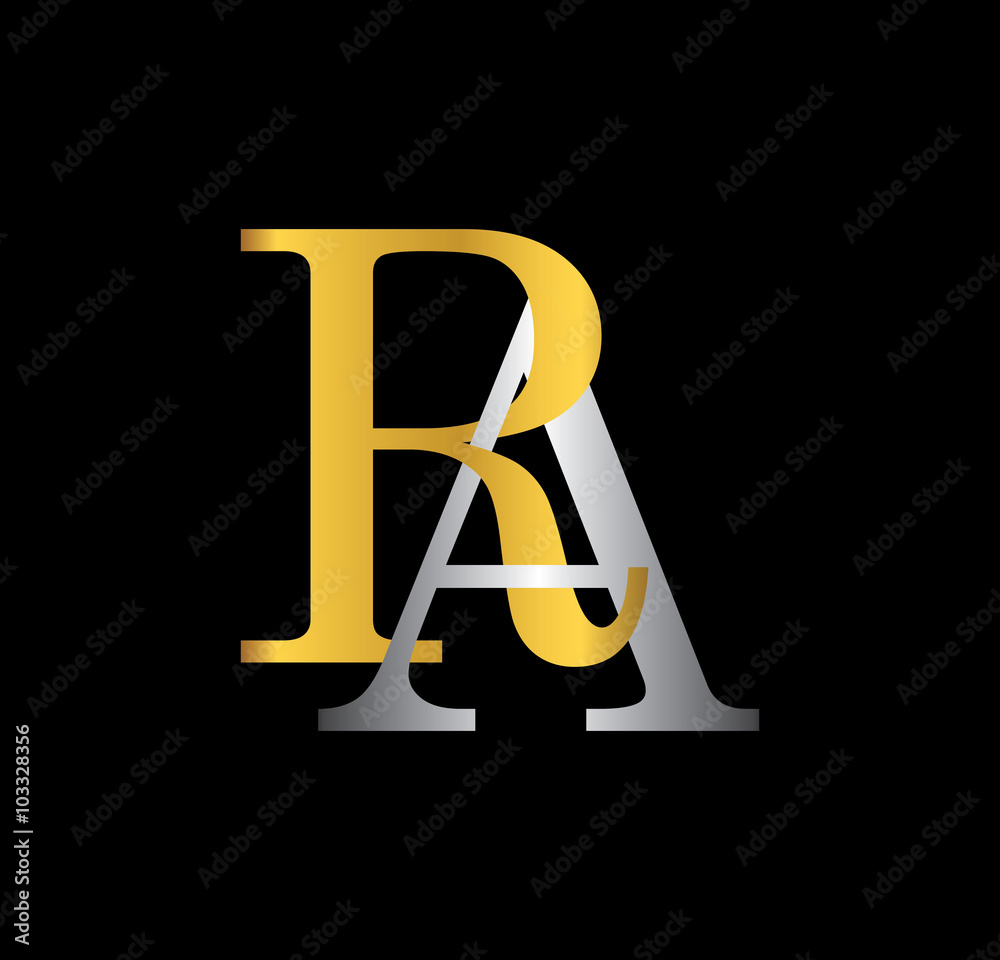 RA initial letter with gold and silver Stock Vector | Adobe Stock