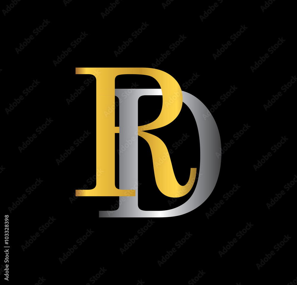 RD initial letter with gold and silver Stock Vector | Adobe Stock