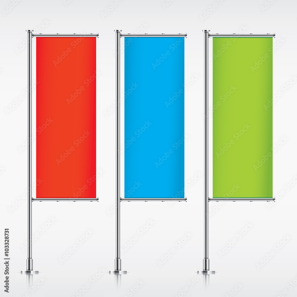 Vertical flags. Set of colorful banner flags. Flag mockup. Stock Vector ...