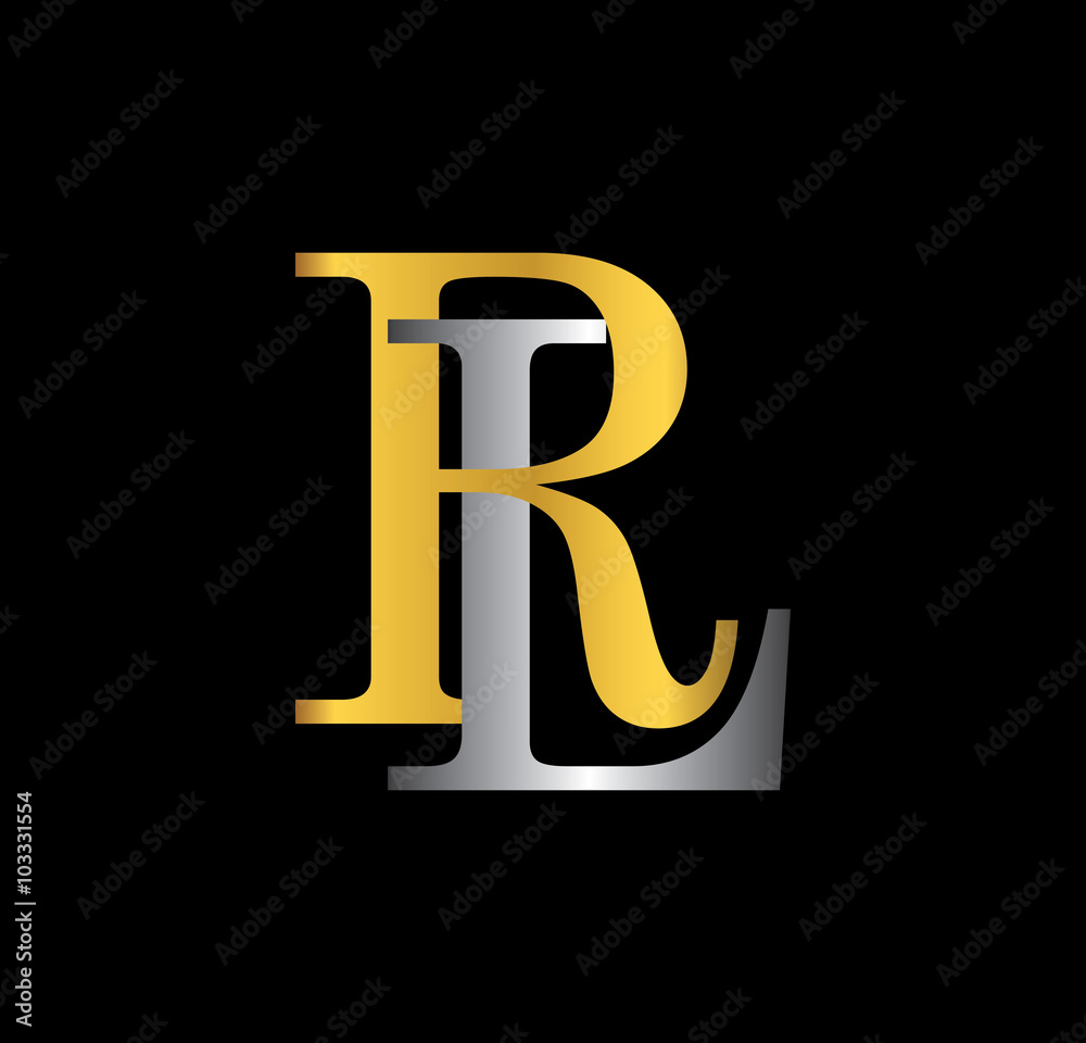RL initial letter with gold and silver Stock Vector | Adobe Stock