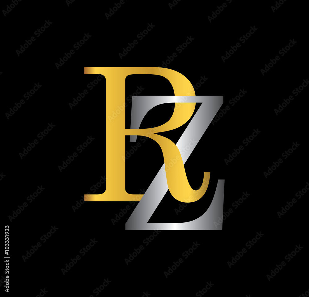 RZ initial letter with gold and silver Stock Vector | Adobe Stock