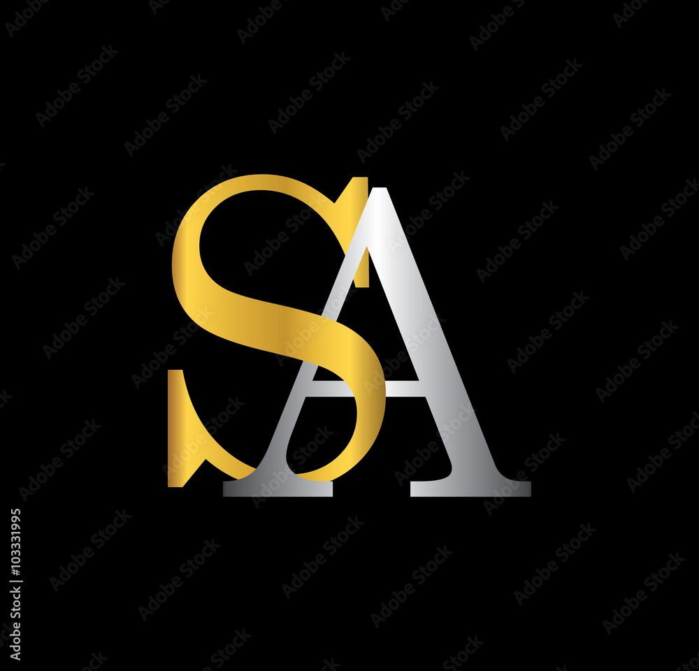 SA initial letter with gold and silver Stock Vector | Adobe Stock