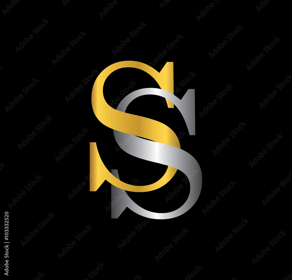 SS initial letter with gold and silver Stock Vector | Adobe Stock