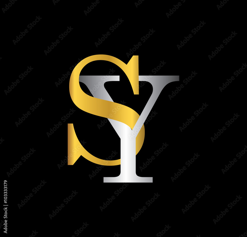 SY initial letter with gold and silver Stock Vector | Adobe Stock