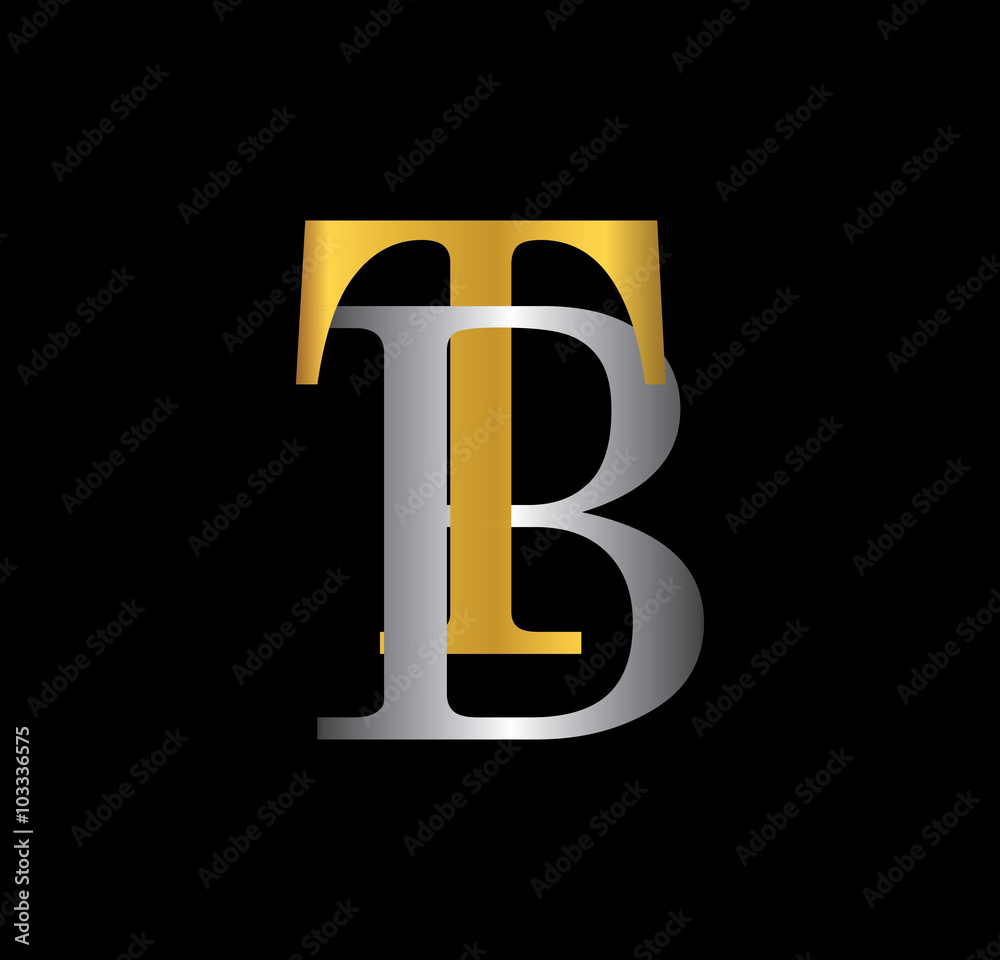 TB initial letter with gold and silver Stock Vector | Adobe Stock