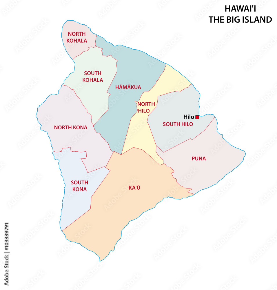 Big Island hawaii administrative map Stock Vector | Adobe Stock