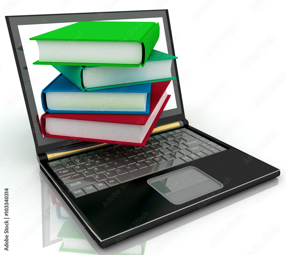 Books from your laptop on a white background Stock-Illustration | Adobe ...