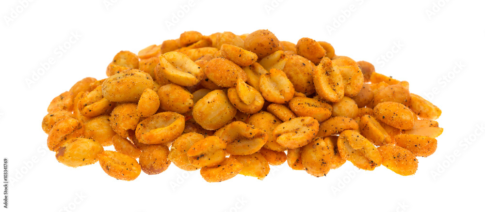 Portion of hot and spicy peanuts isolated on a white background Stock ...