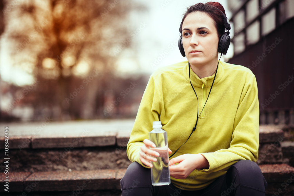young athlete resting after running/relaxation Stock Photo | Adobe Stock