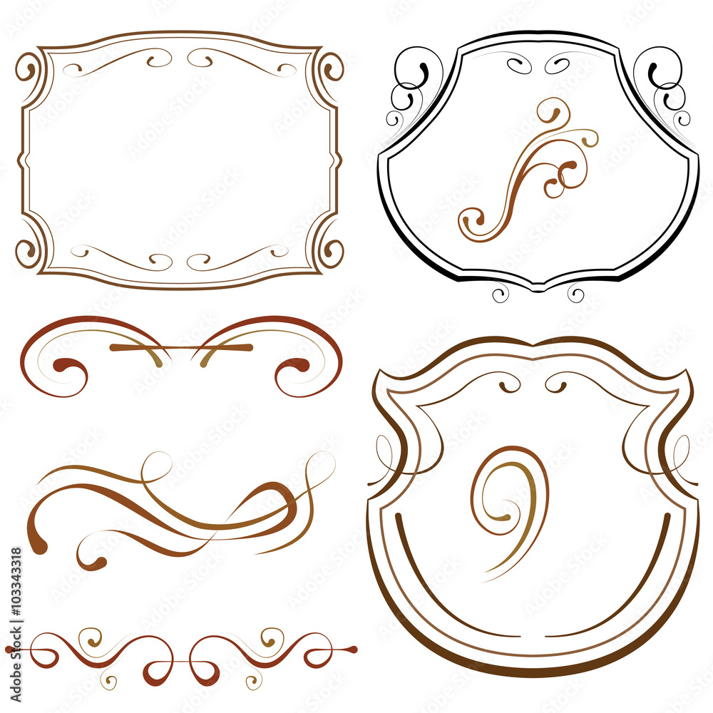 vector set of elements for design. decorative borders and frames Stock ...