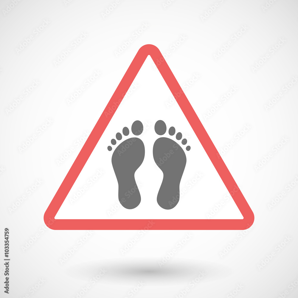 Warning signal icon with two footprints Stock Vector | Adobe Stock