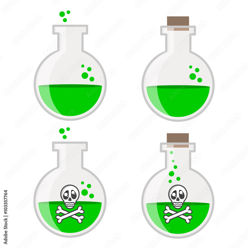 Poison cartoon bottle with skull cartoon illustration vector Stock ...