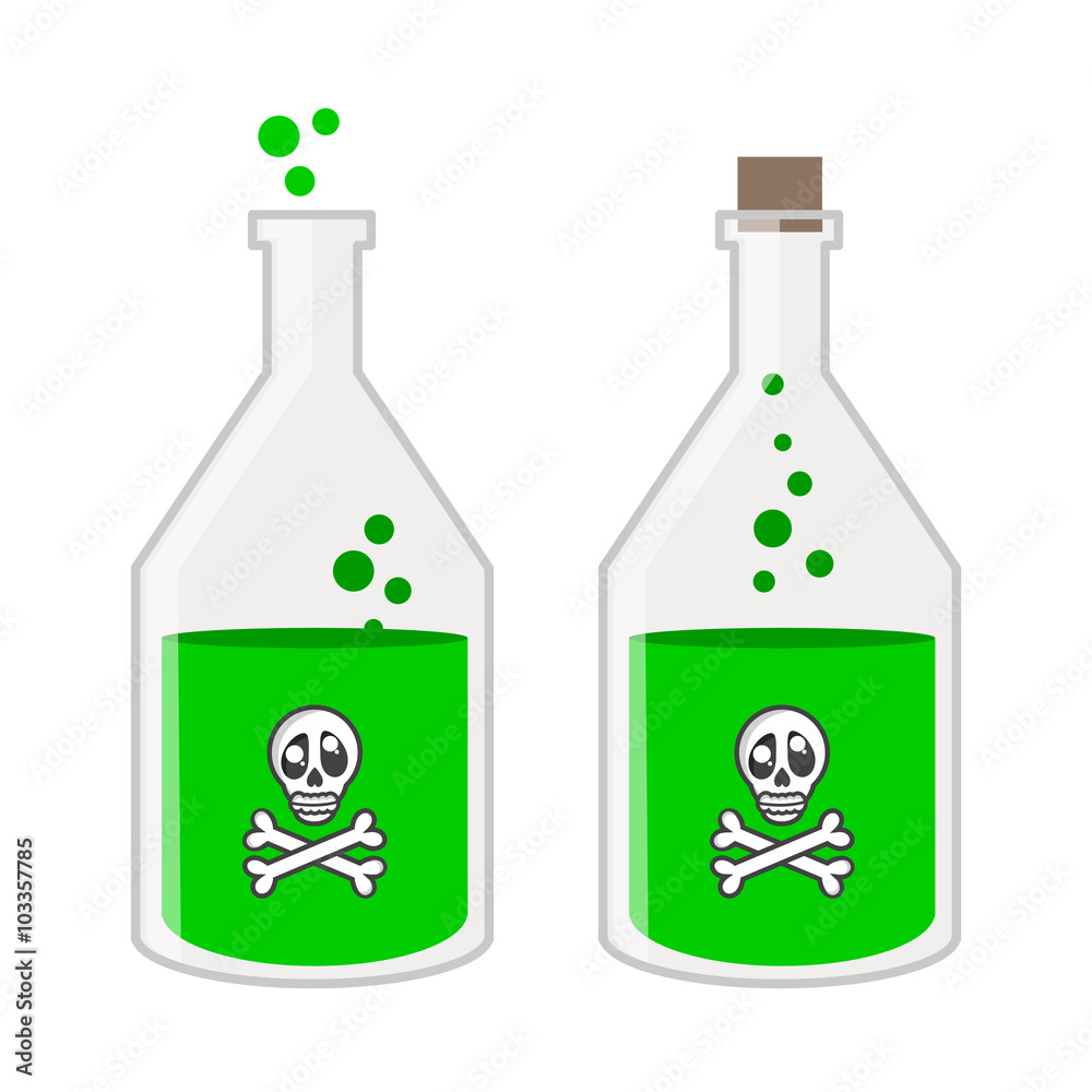 Poison cartoon bottle with skull cartoon illustration vector Stock ...