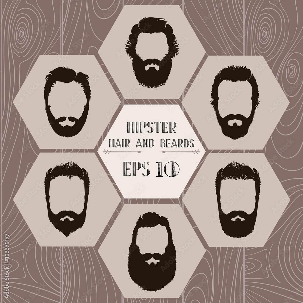 Vector set with different men hipster haircuts beard and mustache in ...