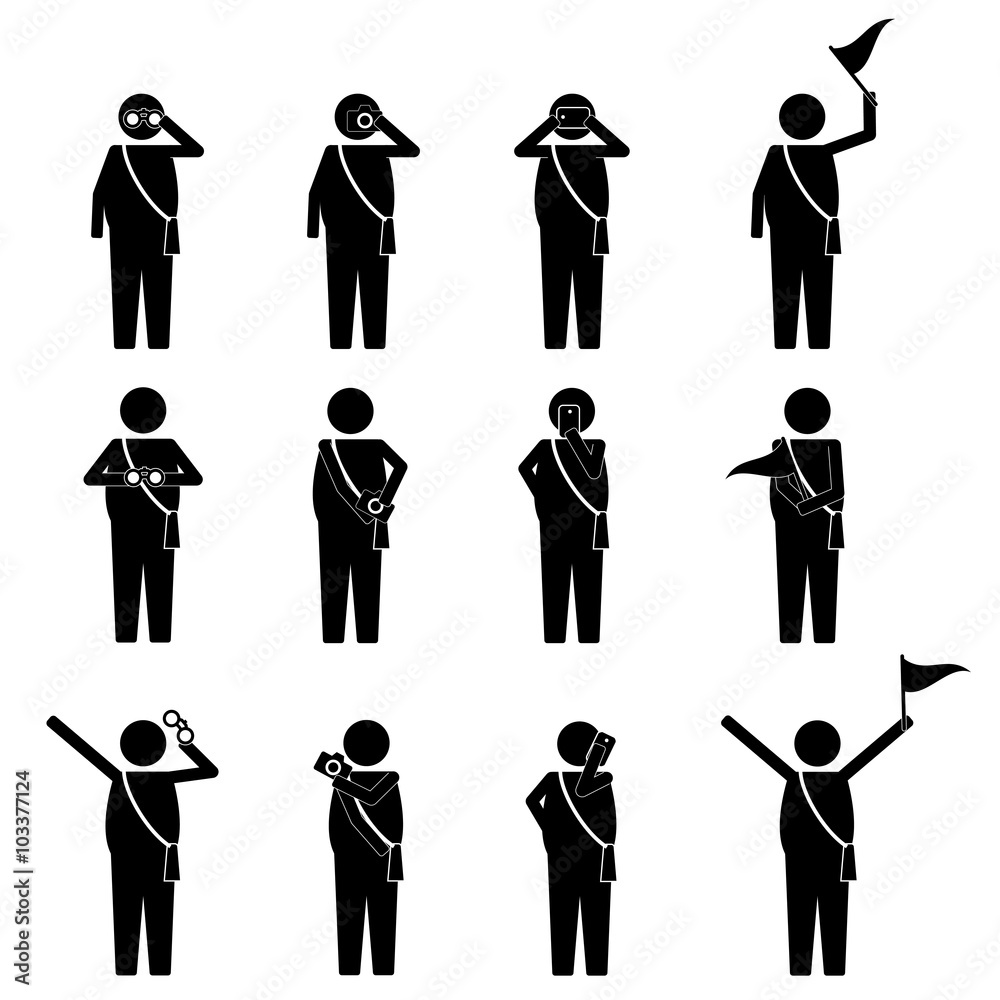 fat tourist and visitor on group activity infographic icon vector sign ...