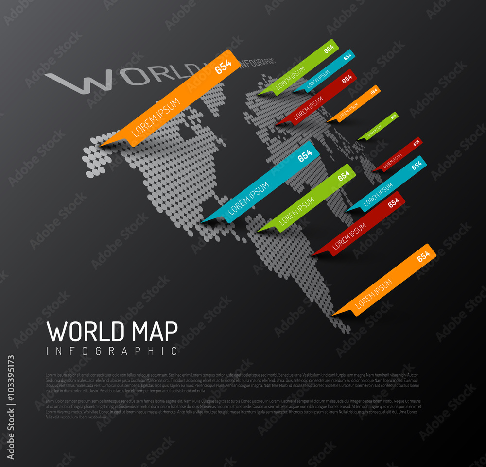 Light World map with droplets pointer marks Stock Vector | Adobe Stock