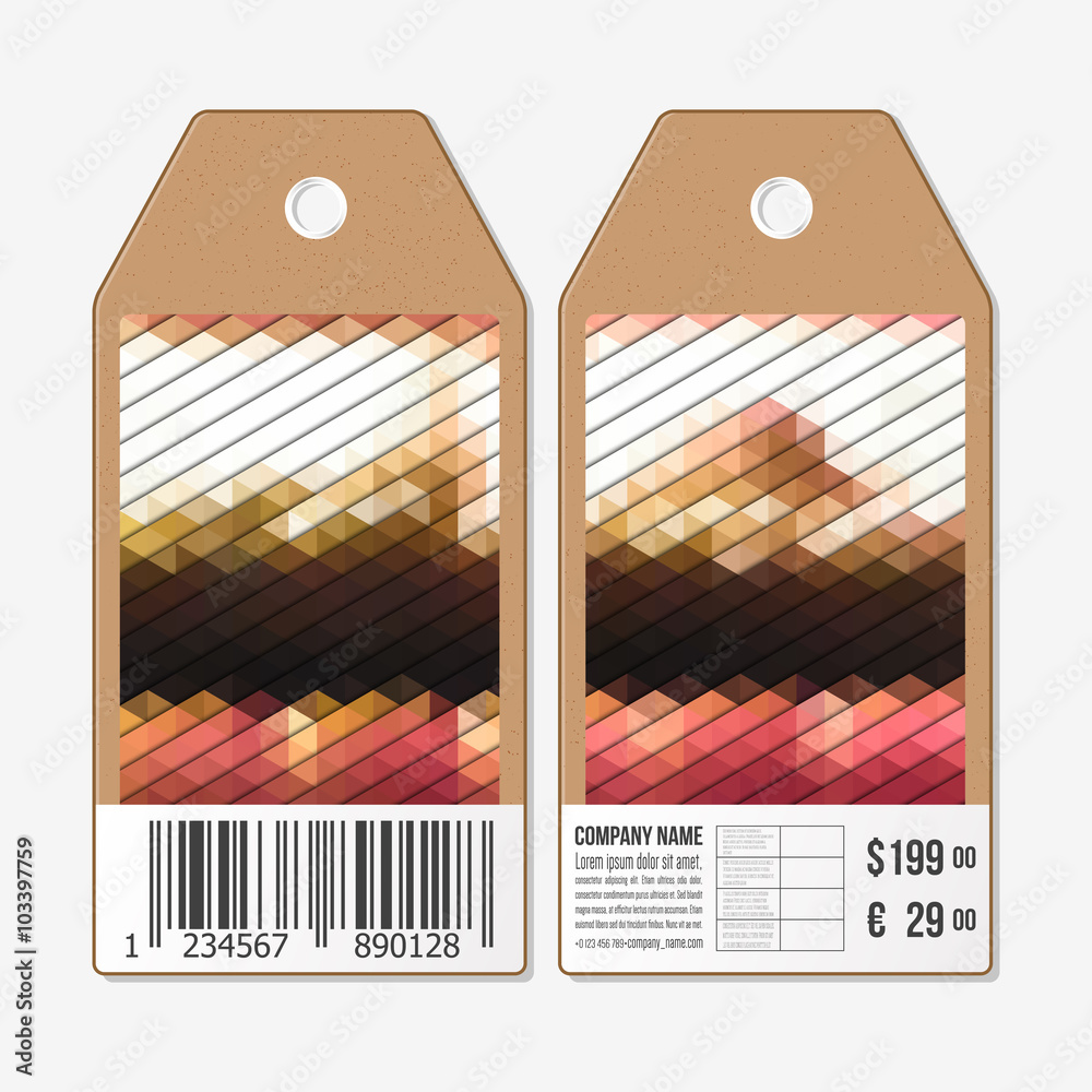 Vector tags design on both sides, cardboard sale labels with barcode ...