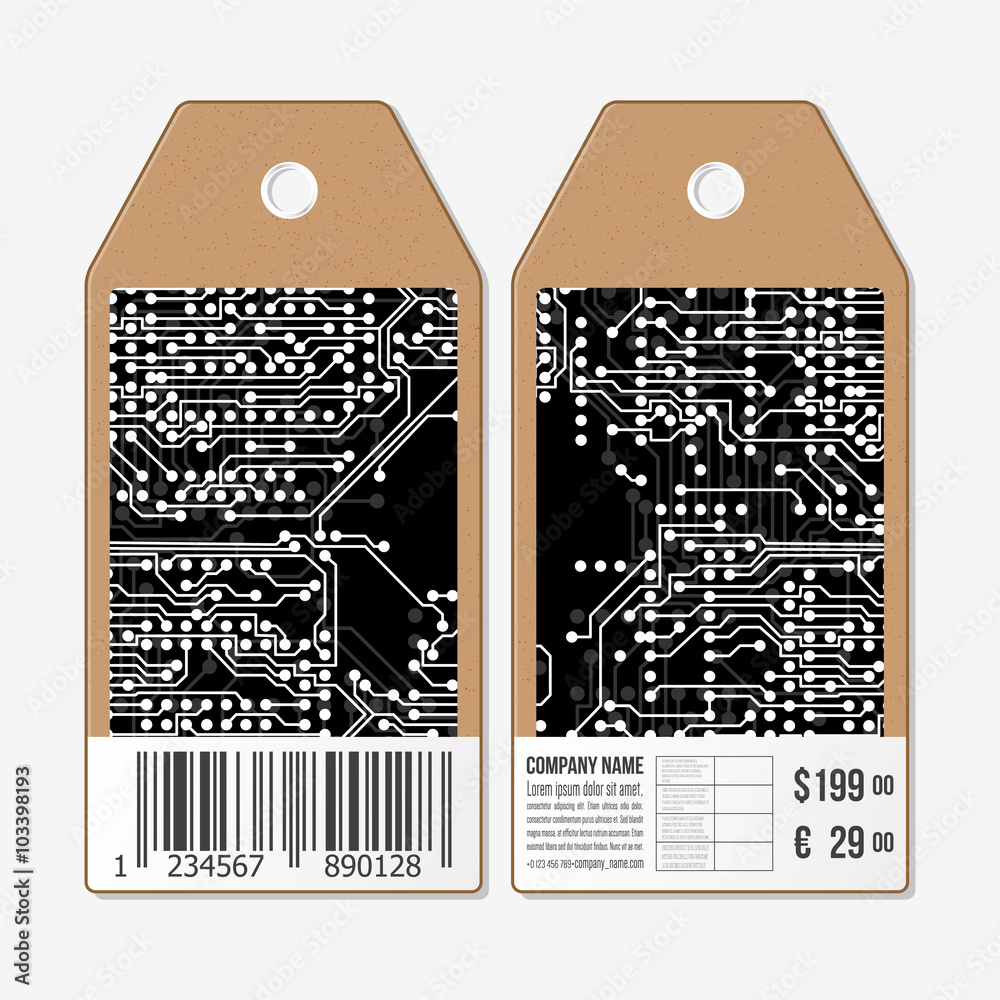 Vector tags design on both sides, cardboard sale labels with barcode ...