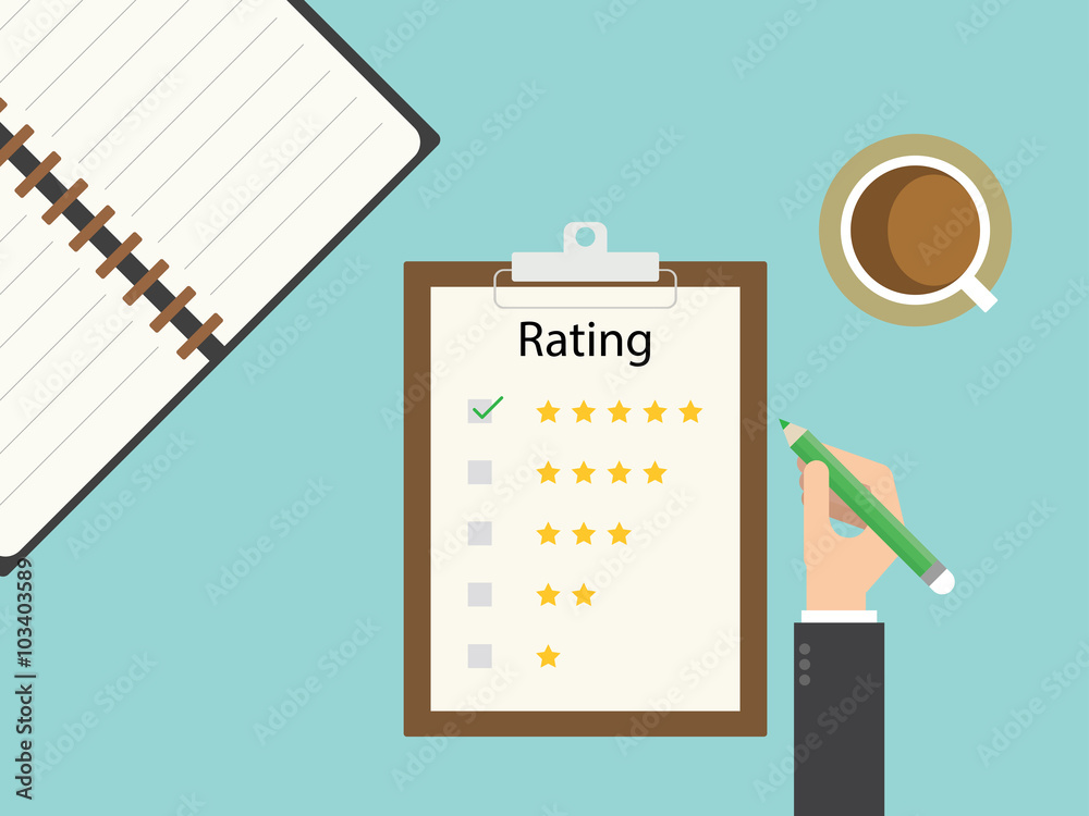 Audit rating clipboard. Flat design for business financial marketing ...