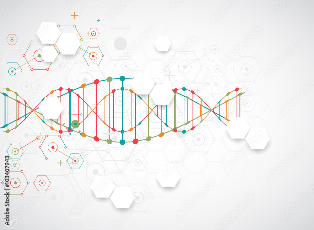 Science template, wallpaper or banner with a DNA molecules. Stock ...