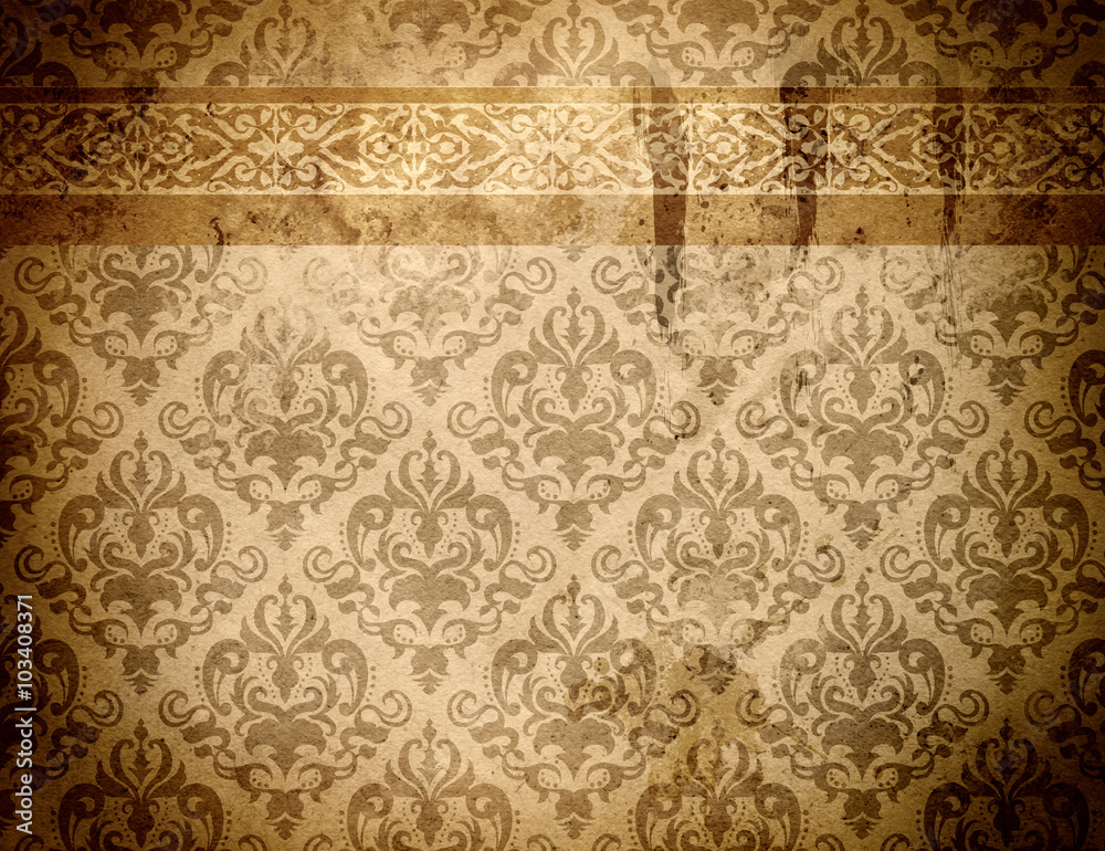 Old paper background with old-fashioned patterns. Stock Illustration ...