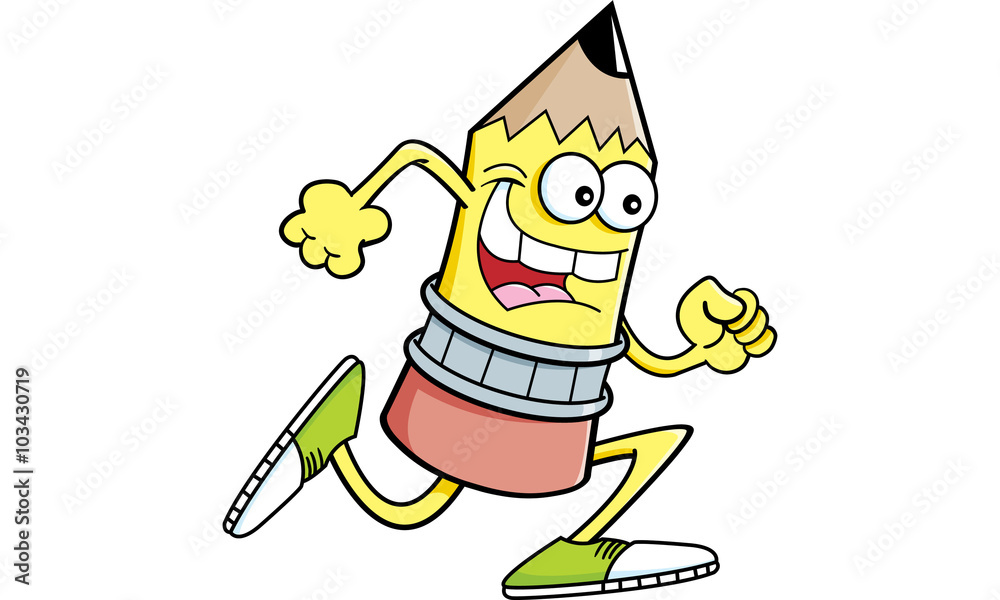 Cartoon illustration of a pencil running. Stock Vector | Adobe Stock